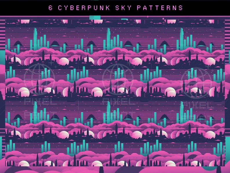 Neon Cyberpunk Sky Pattern - Instant Download. Cyberpunk Printable ...