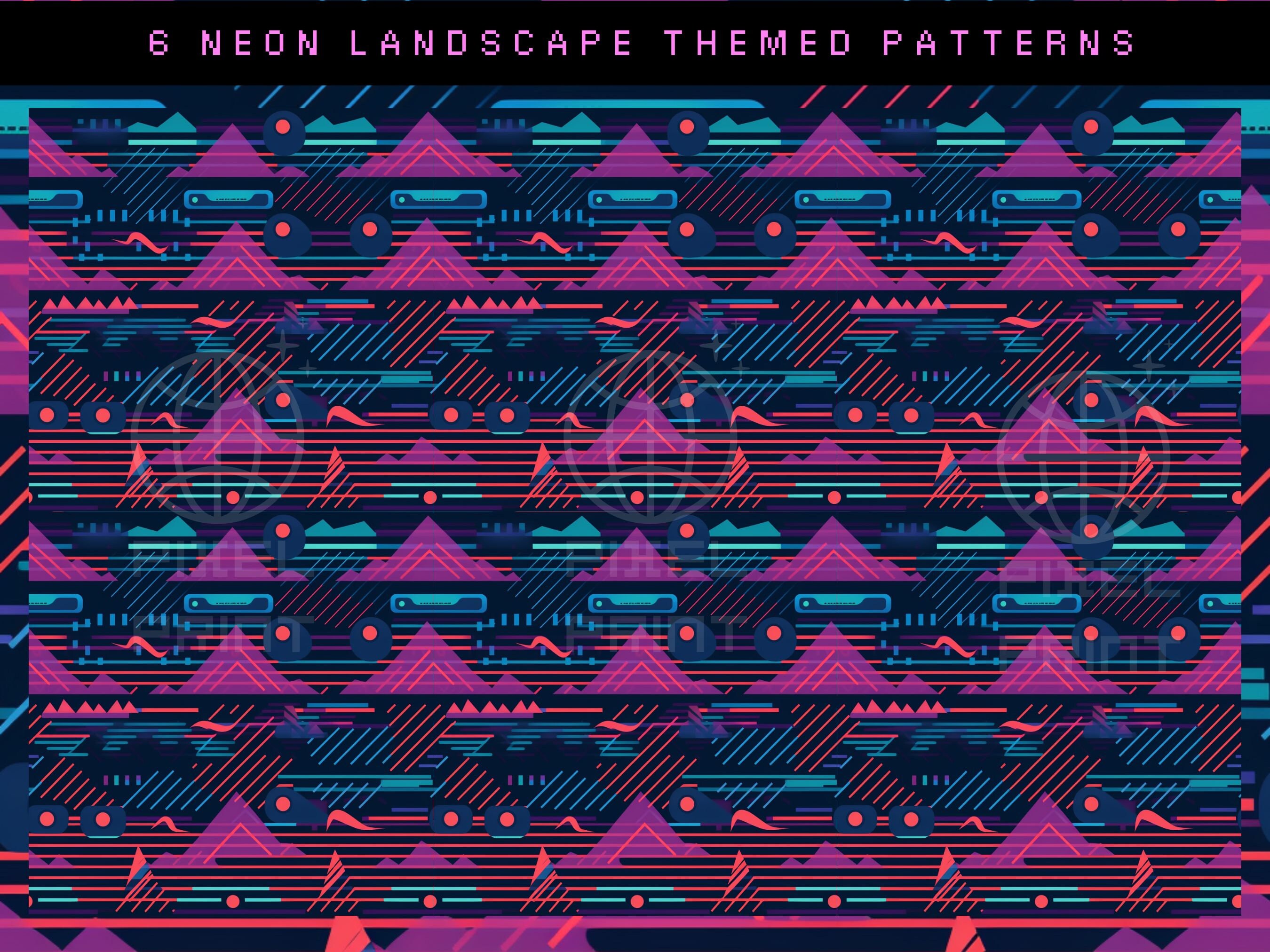 Neon Landscape Cyberpunk Pattern - Instant Download. Cyberpunk ...