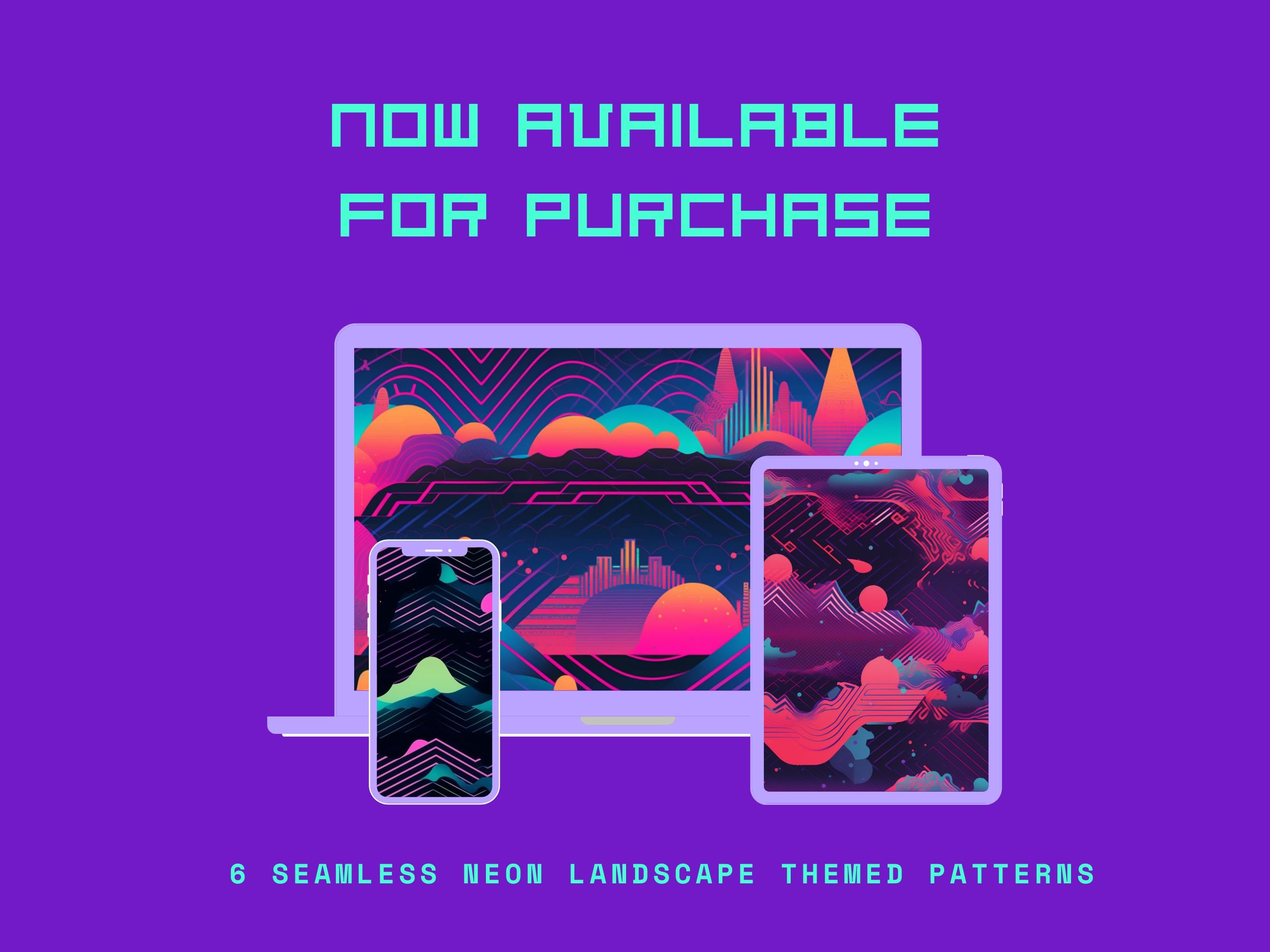 Neon Landscape Cyberpunk Pattern - Instant Download. Cyberpunk ...