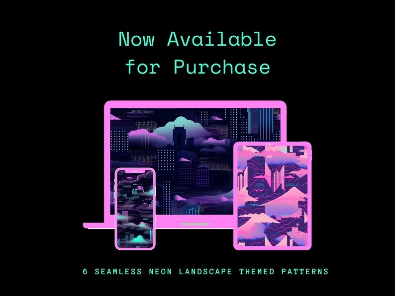 Neon Cyberpunk Sky Pattern - Instant Download. Cyberpunk Printable ...