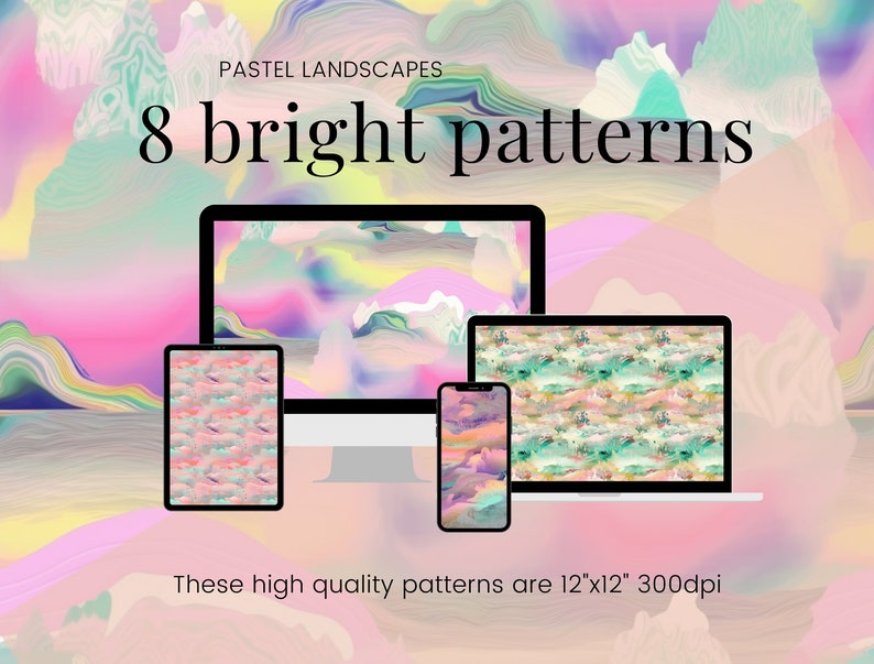 Pastel Seamless Pattern Printable Paper Patterns Landscape Pink Paper ...