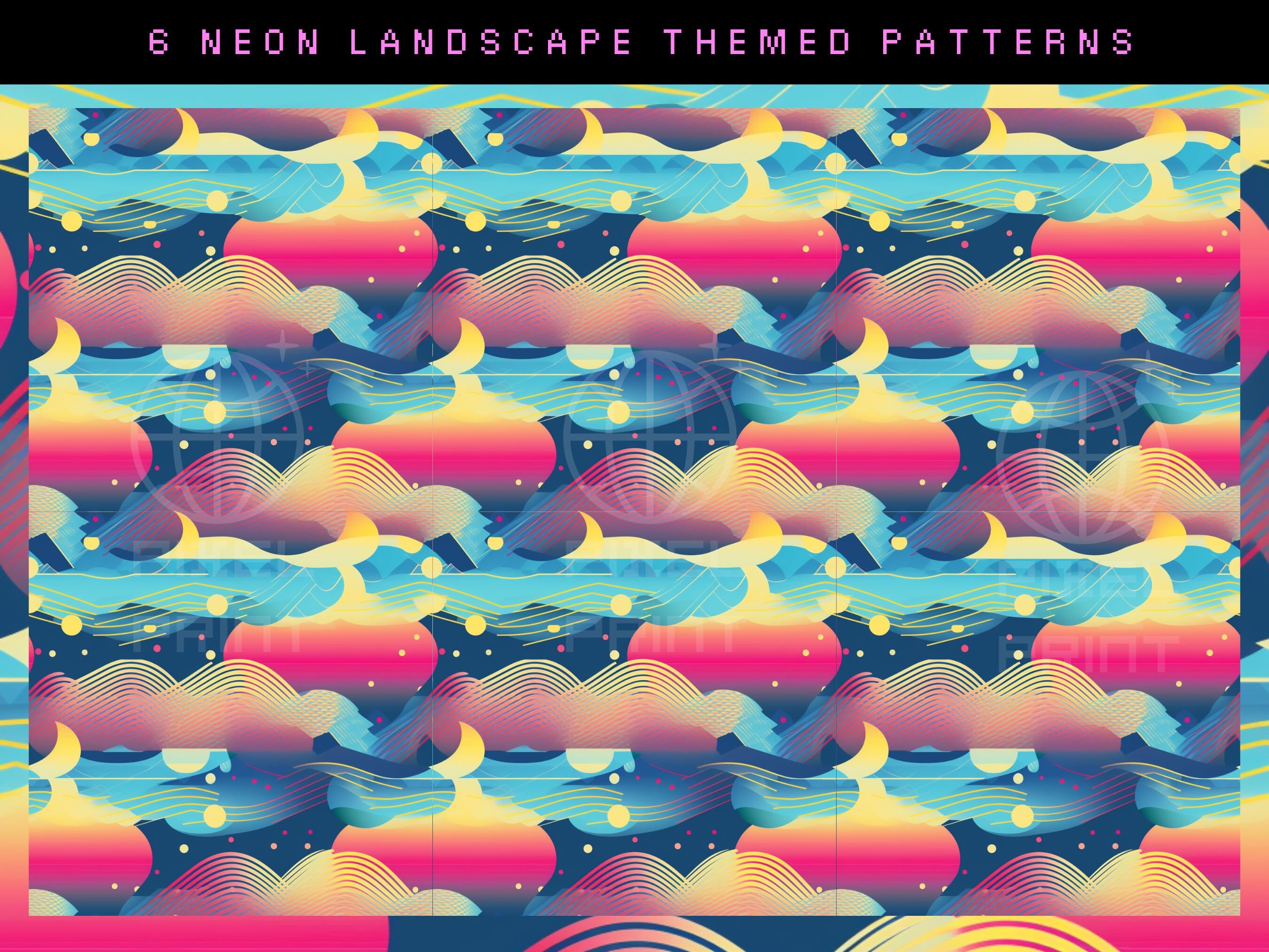 Neon Landscape Cyberpunk Pattern - Instant Download. Cyberpunk ...