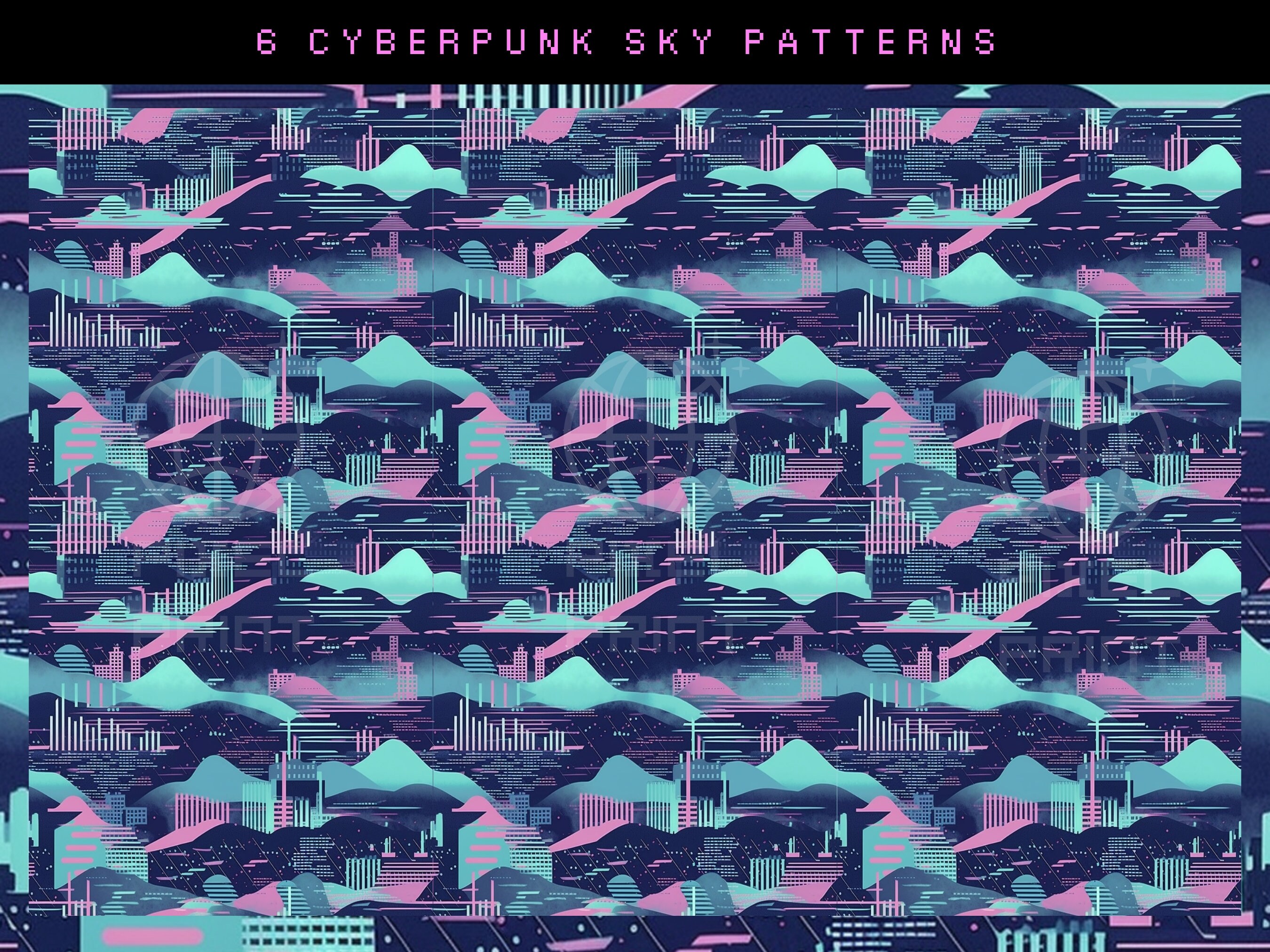 Neon Cyberpunk Sky Pattern - Instant Download. Cyberpunk Printable ...