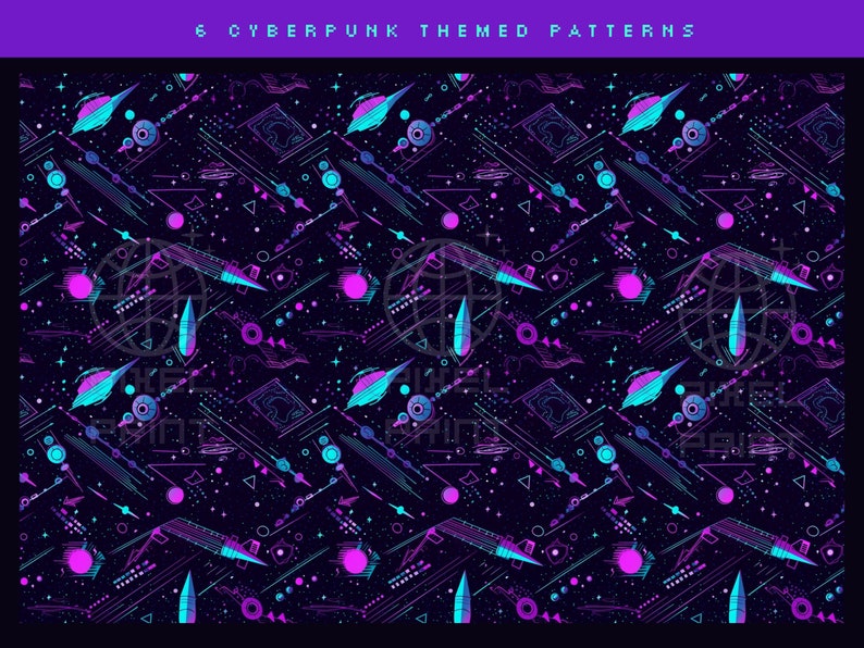Digital Cyberpunk Pattern - Instant Download. Cyberpunk Printable, Neon ...