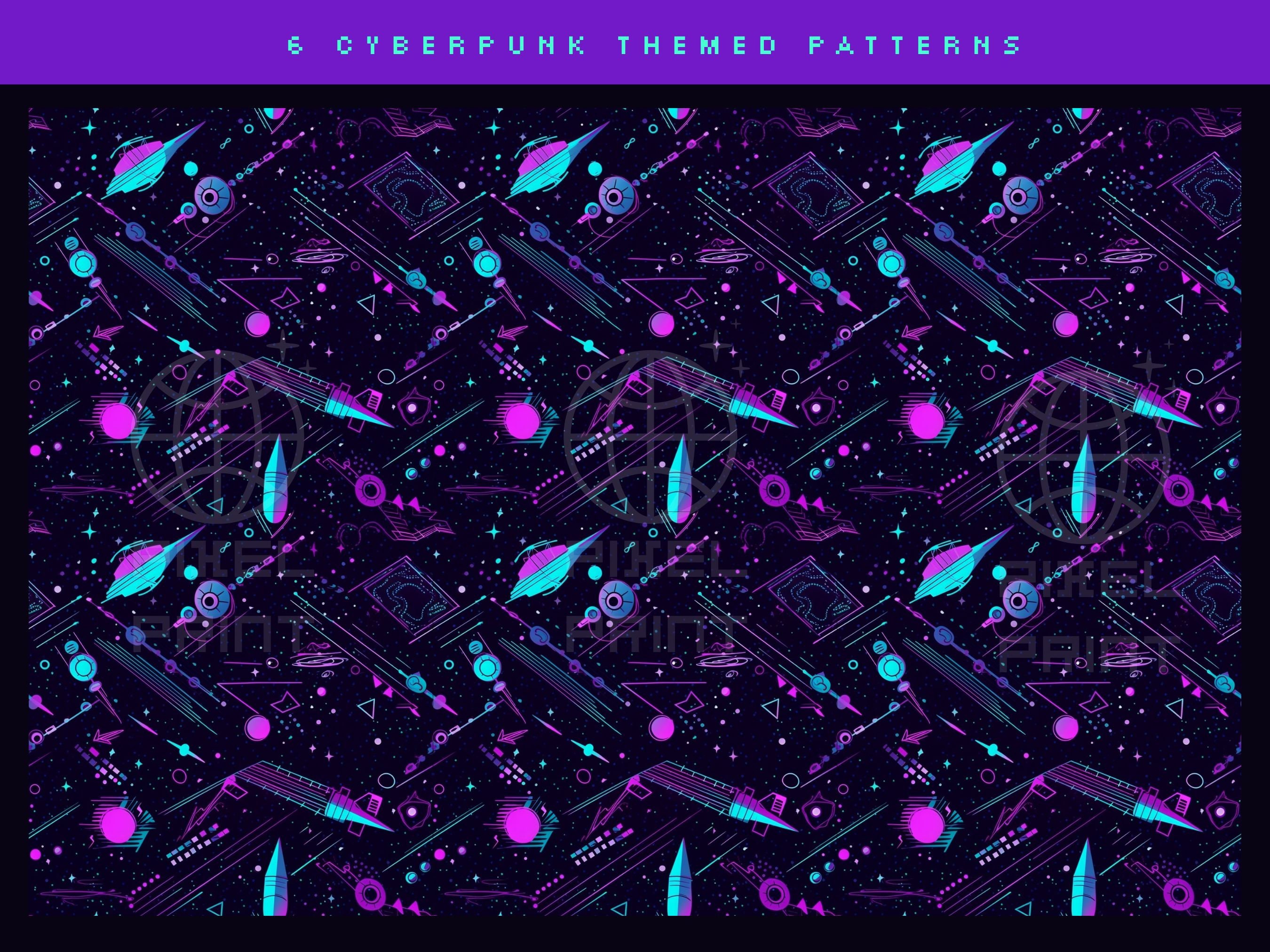 Digital Cyberpunk Pattern - Instant Download. Cyberpunk Printable, Neon ...