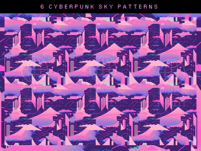 Neon Cyberpunk Sky Pattern Instant Download. Cyberpunk Printable, Neon ...