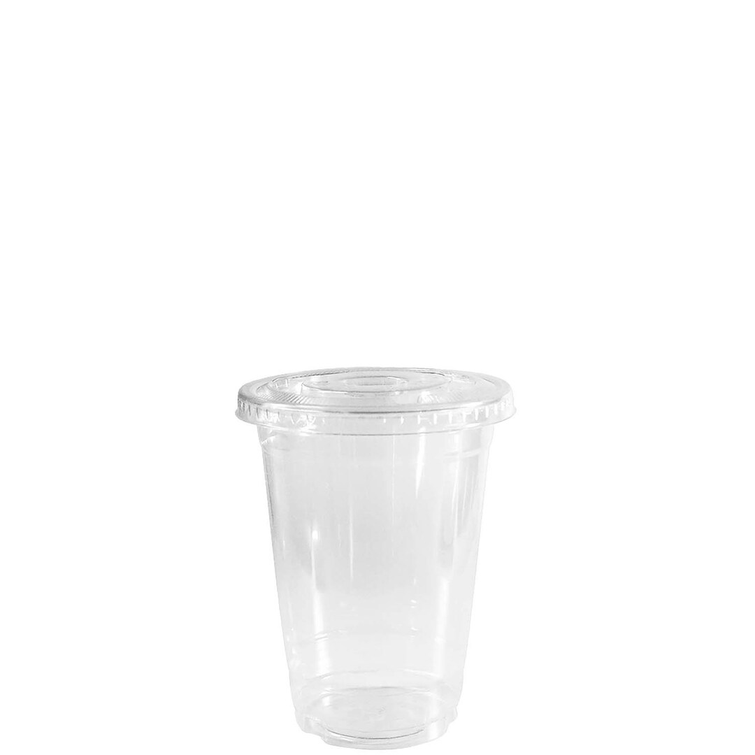 12oz Clear Plastic Disposable Cups With Lids Clear PET Cup for ...