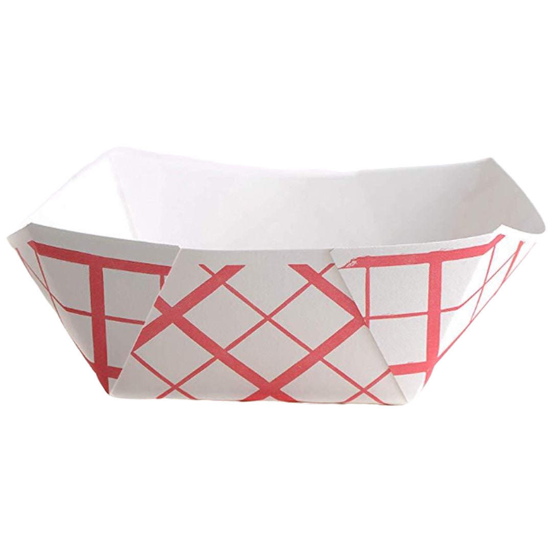 1/4 LB Paper Food Tray Red Checkered Food Tray, Recyclable, Compostable ...