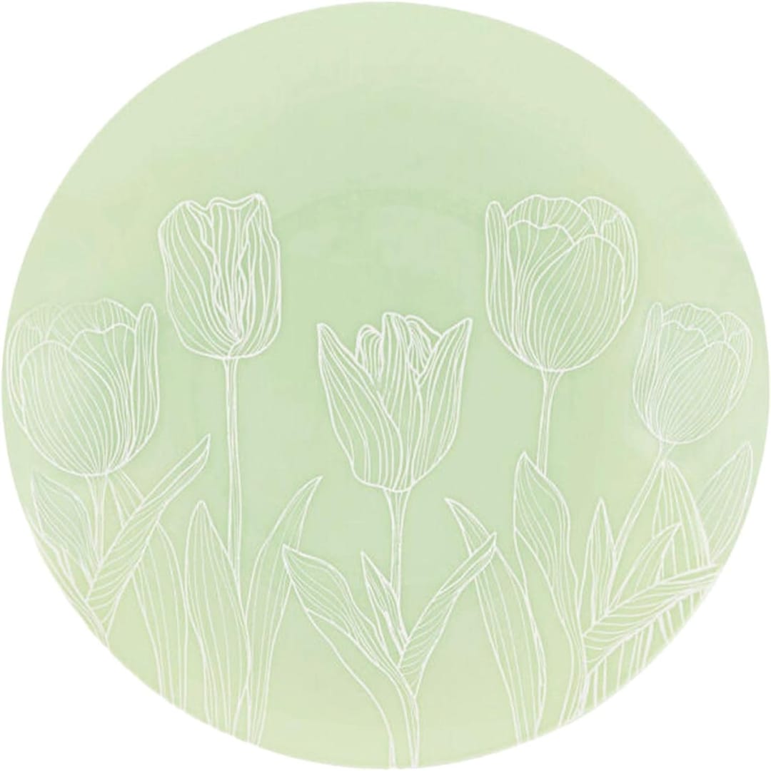 Ecoquality 7.5 Inch Round Mint Green Plastic Plates With Tulip Design ...