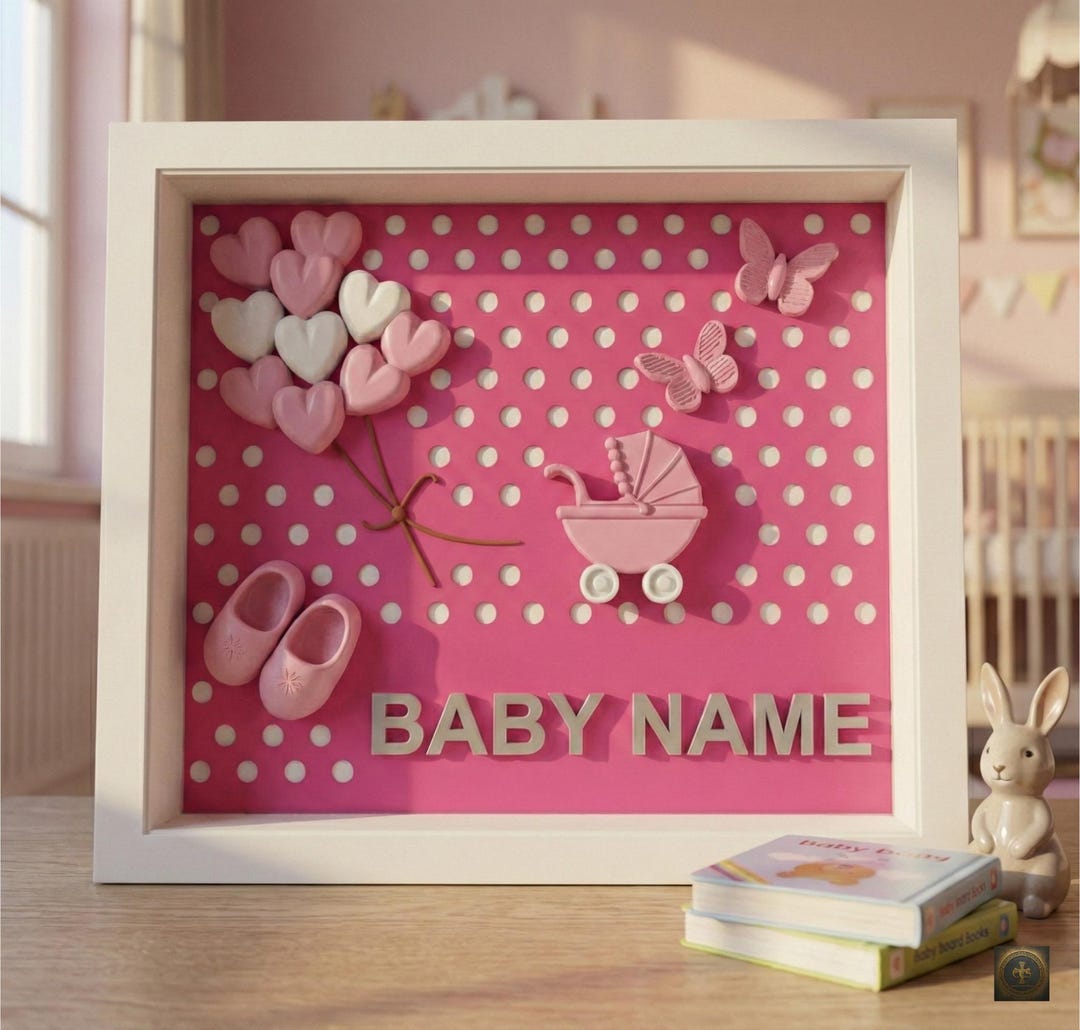 Personalized Baby Name Frame | 3D Printed Nursery Shadow Box Decor ...