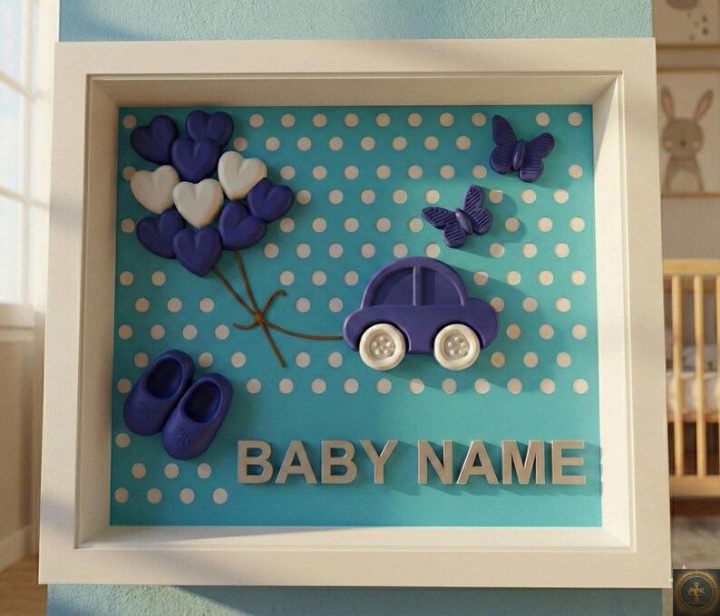 Personalized Baby Name Frame | 3D Printed Nursery Shadow Box Decor ...