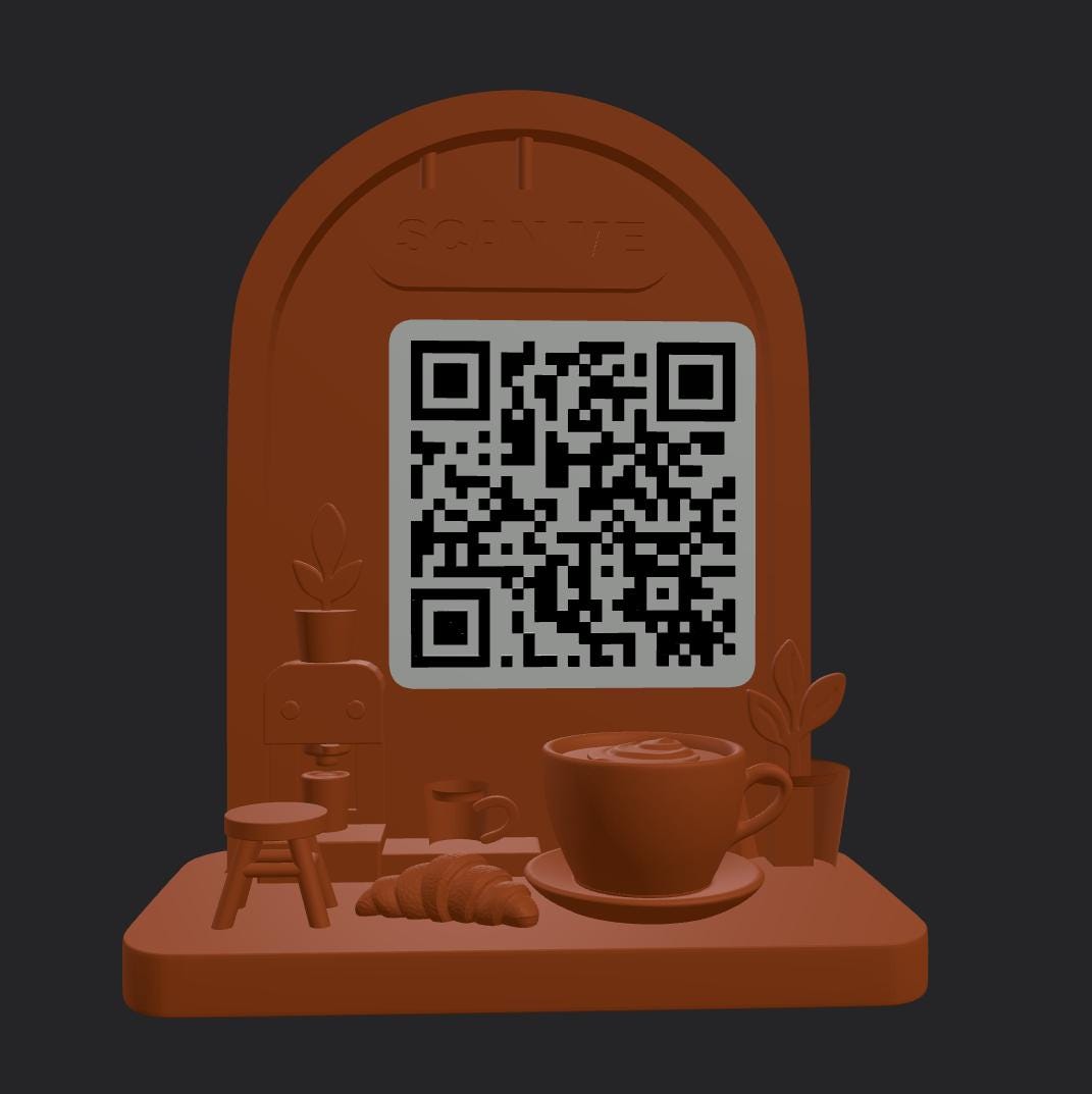 Custom Coffee Shop QR Code Sign | 3D Counter Display for Cafes ...