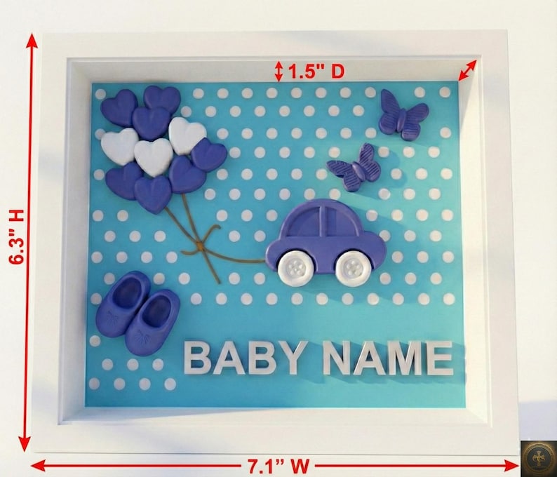 Personalized Baby Name Frame | 3D Printed Nursery Shadow Box Decor ...