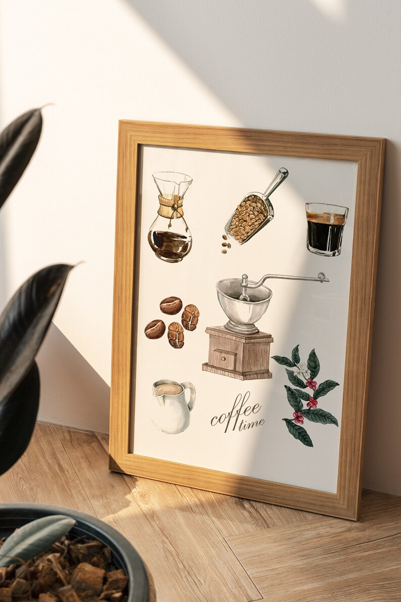 Coffee Poster With Watercolor Effect Coffee Definition Print - Etsy