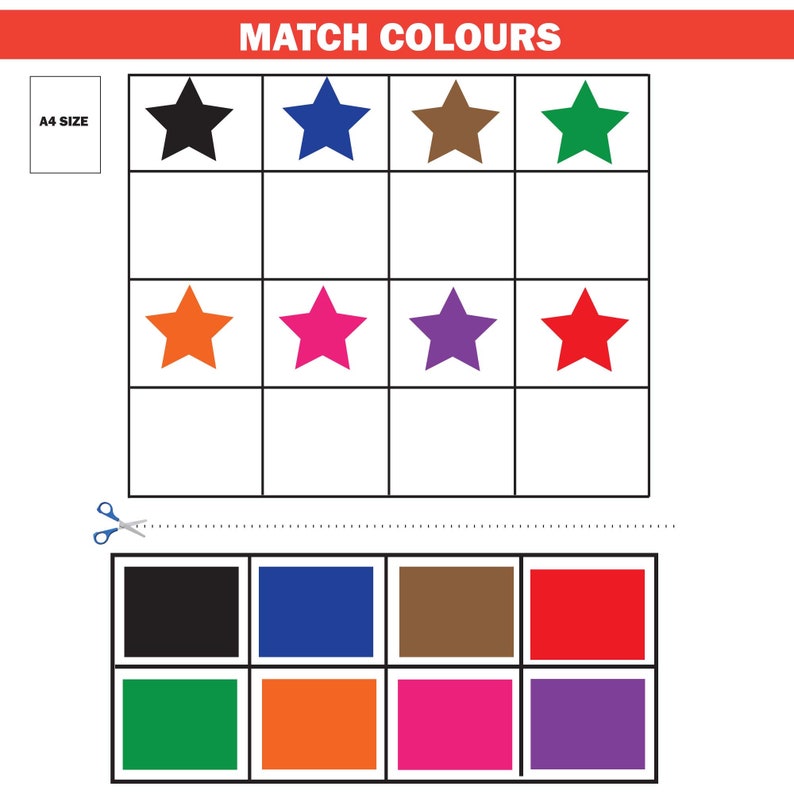 12 Printable Color Cards, Color Matching Game, Montessori Flashcards ...