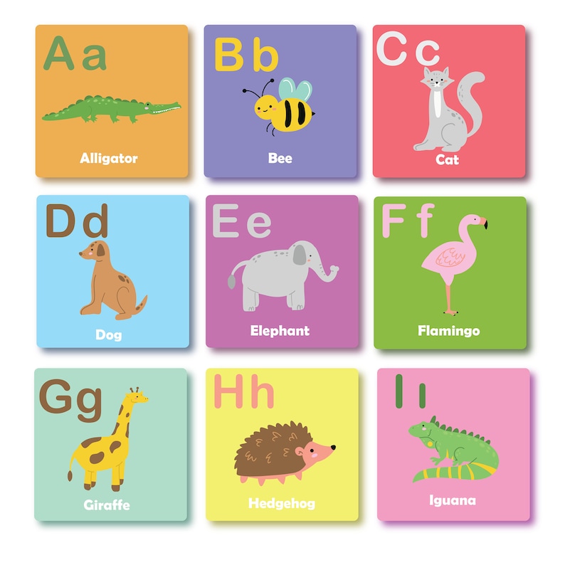 Animal Alphabet Flash Cards,printable Letter Flash Cards, Homeschool ...