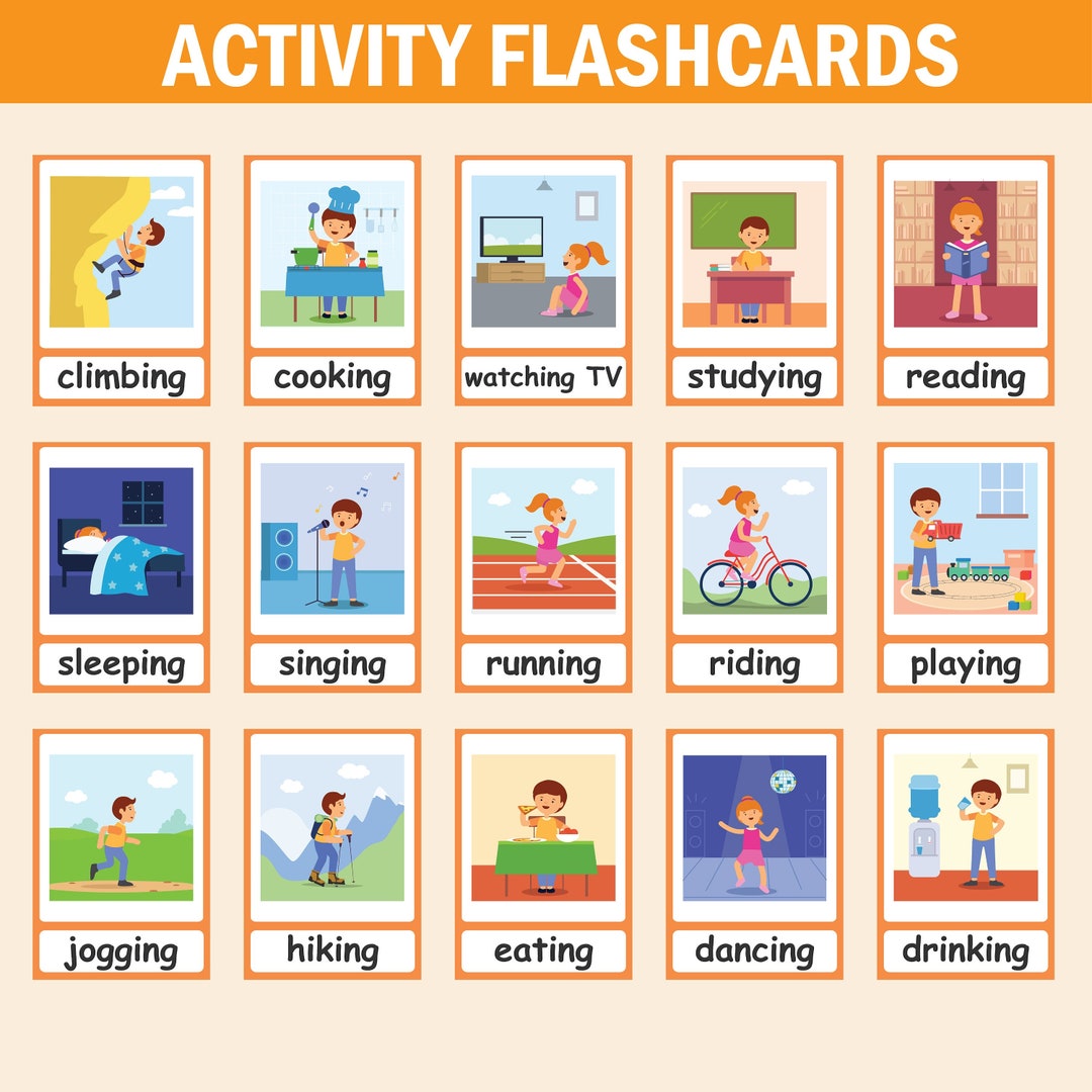 Activity Vocabulary Flashcards | Printable Flashcards for Kids and ...