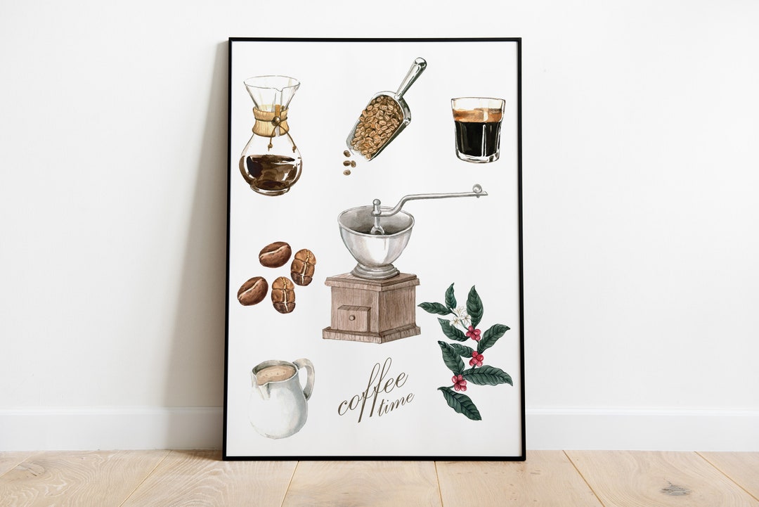 Coffee Poster With Watercolor Effect, Coffee Definition Print, Abstract ...