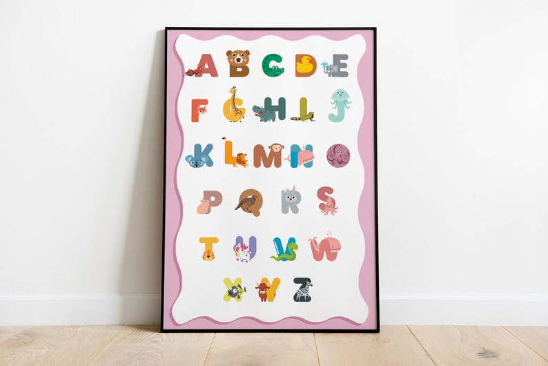 Animal Alphabet Poster Watercolor Nursery Print Letters Wall - Etsy