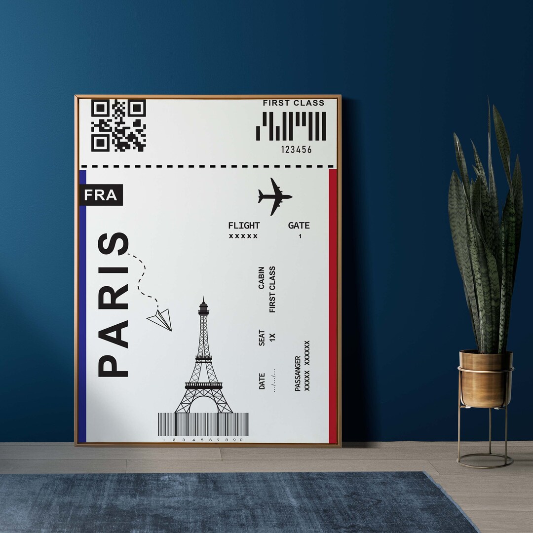 Airplane Ticket Wall Art,destination Wall Print,trendy Wall Print ...