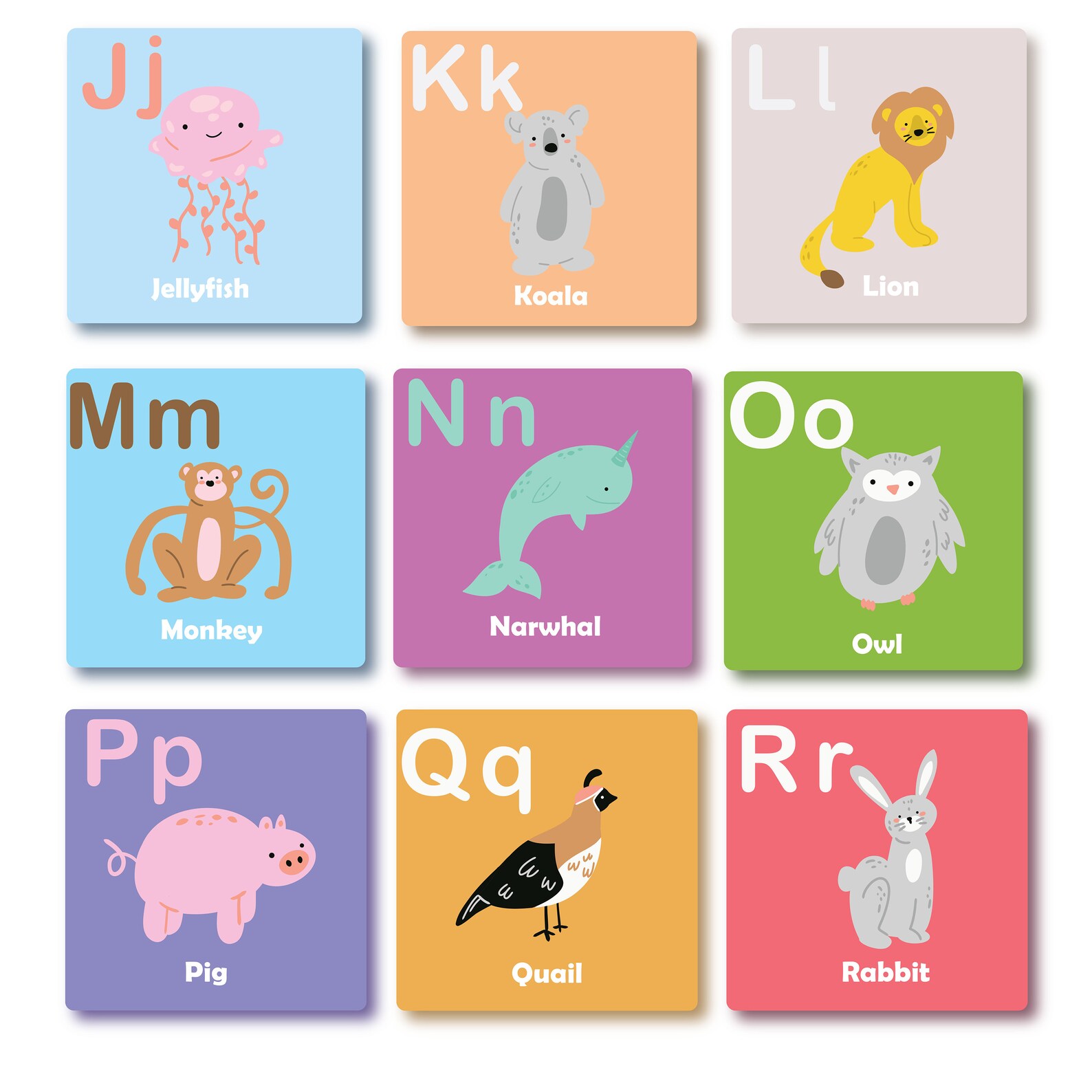 Animal Alphabet Flash Cards,printable Letter Flash Cards, Homeschool ...