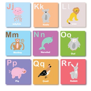 Animal Alphabet Flash Cards,printable Letter Flash Cards, Homeschool ...