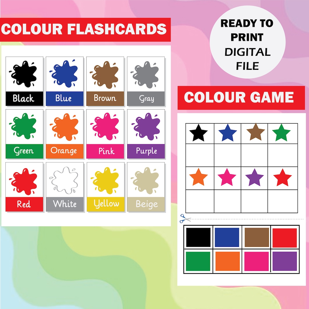 12 Printable Color Cards, Color Matching Game, Montessori Flashcards ...