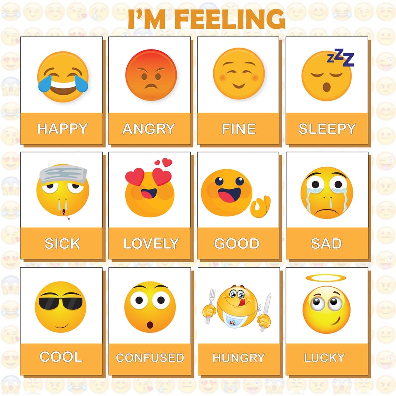 Printable Emotion Emoji Flashcards for Kids and Teens | Feelings Flash ...