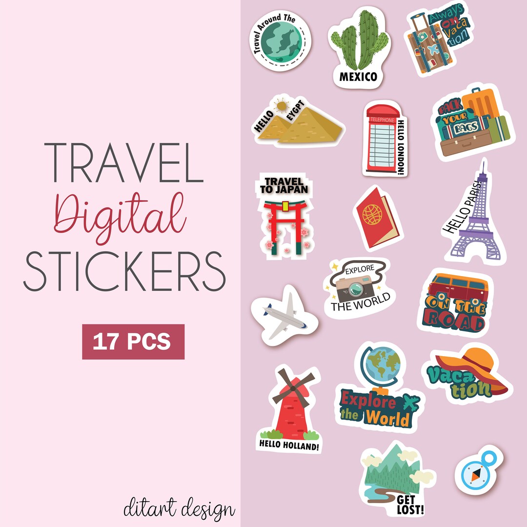 Travel Printable Stickers, Vacation, Traveler Lover Stickers,vacation ...