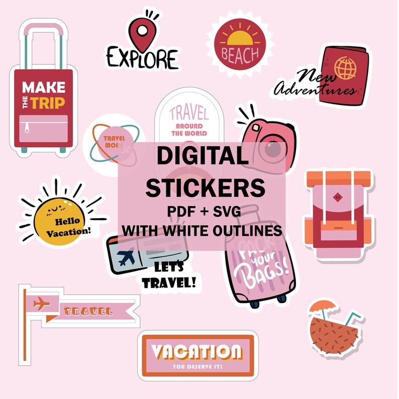 Travel Printable Stickers, Vacation, Traveler Lover Stickers,vacation ...