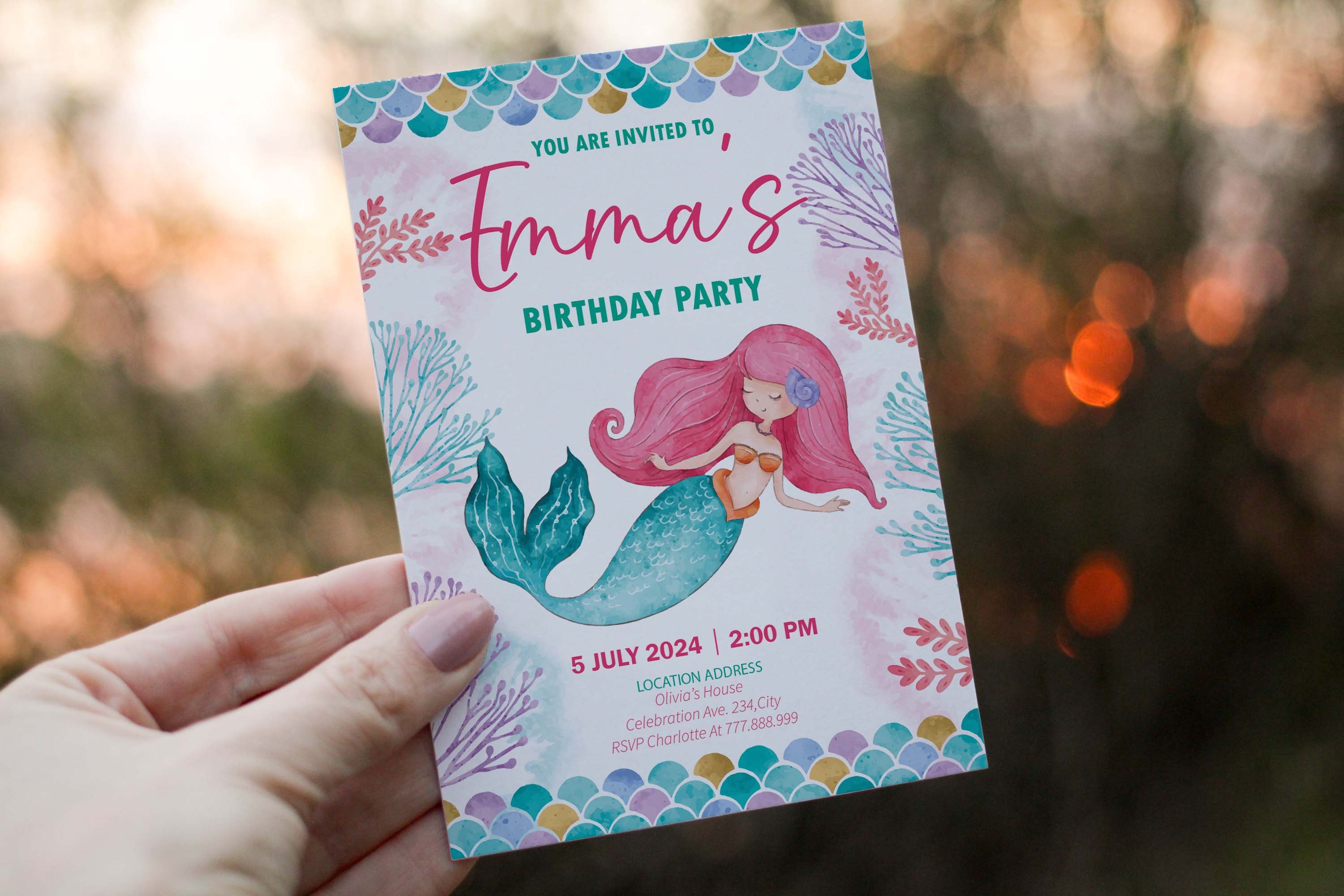 Editable Mermaid Invitation, Mermaid Party, Mermaid Birthday ...