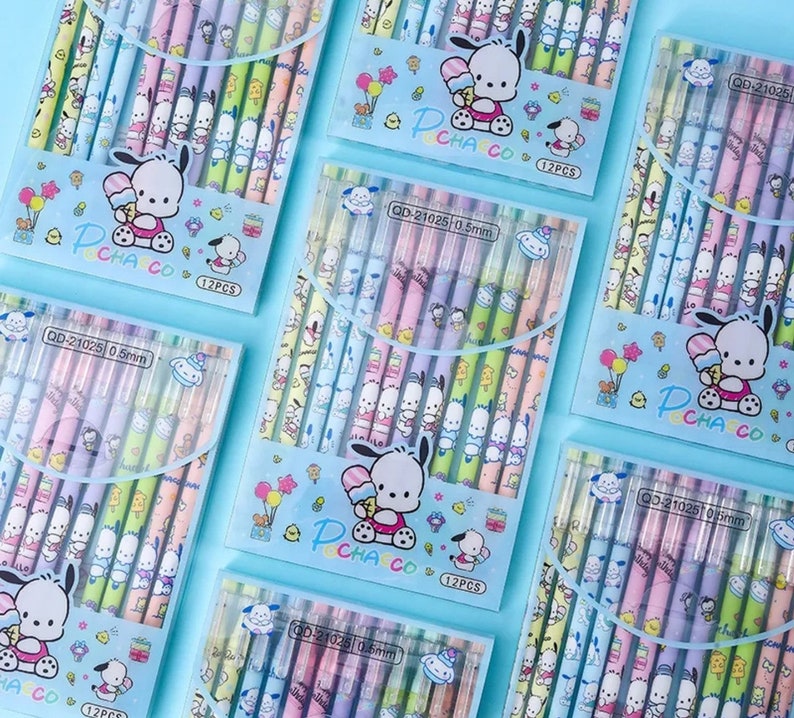 12pc Needle-point 0.5mm SANRIO Erasable, Pen Set, Kawaii, Cute, Writing ...
