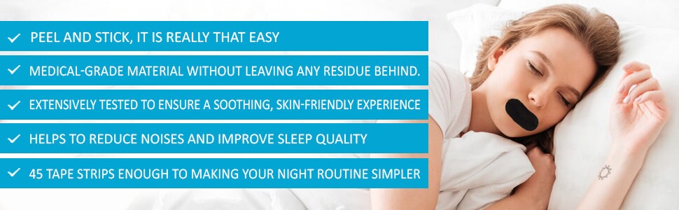 Jeenu 45 Mouth Tape for Sleeping, Hypoallergenic, Sleep Strip for ...