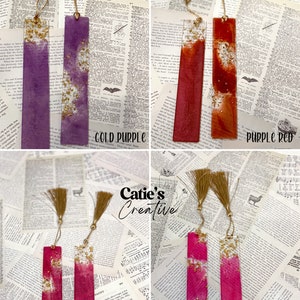 Gold Foil Resin Book Marks Custom Name Bookmarks Geode Gemstone Marbled ...