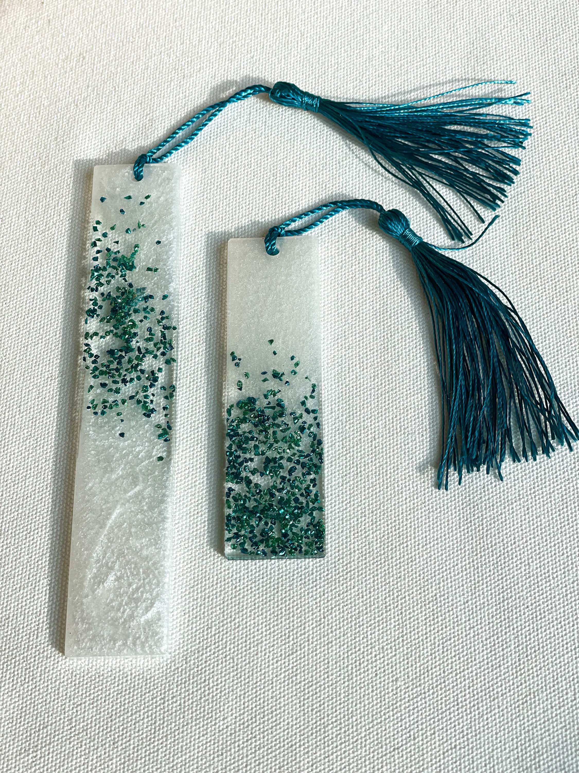 Teal Gemstone Flakes Resin Bookmark - Etsy