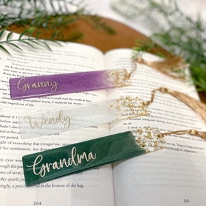 Gold Foil Resin Book Marks Custom Name Bookmarks Geode Gemstone Marbled ...