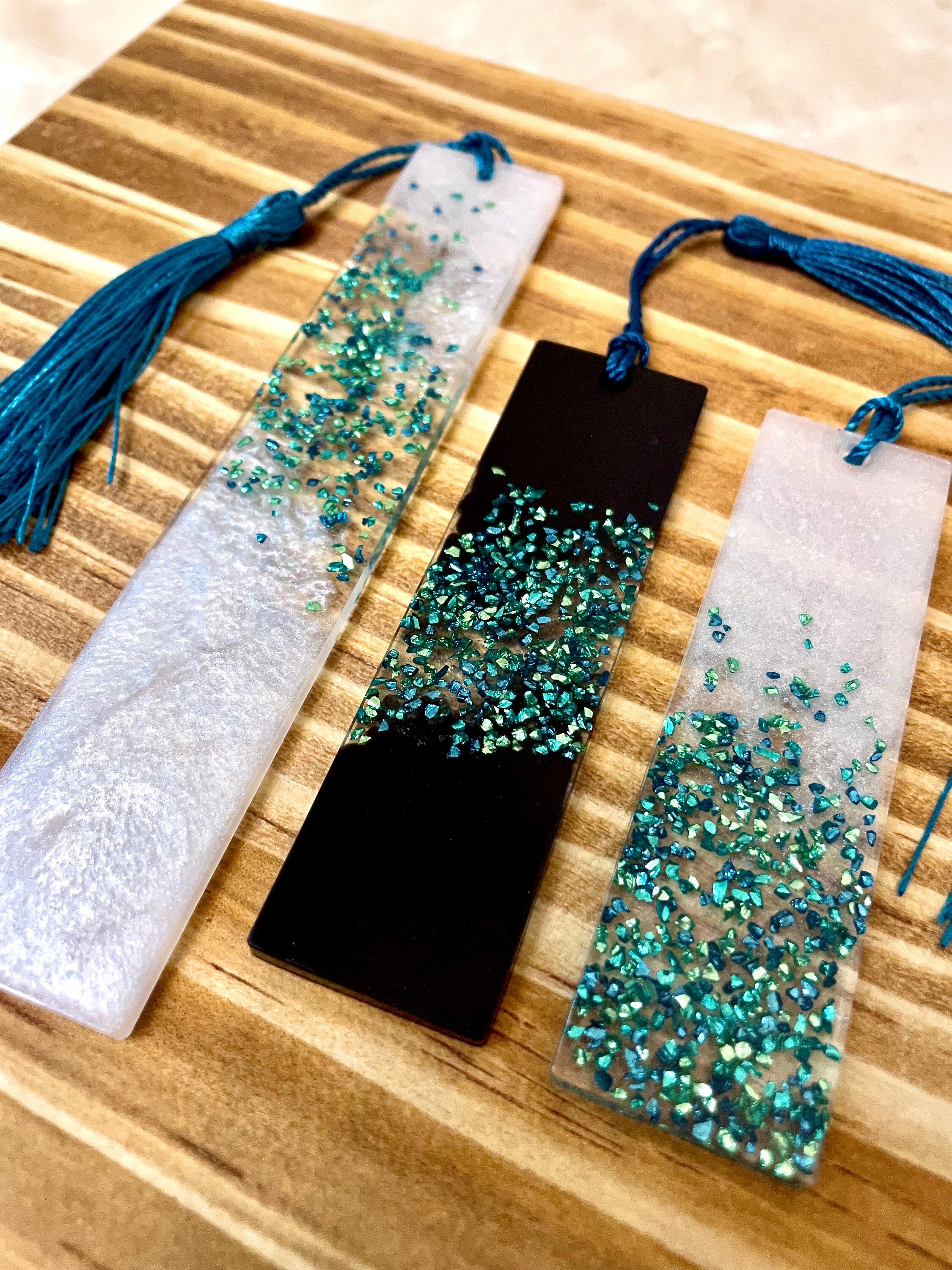 Teal Gemstone Flakes Resin Bookmark - Etsy