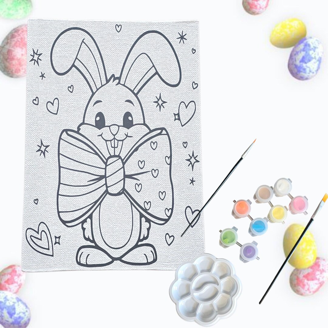 Easter Bunny Paint Kit for Kids, DIY Easter Basket Stuffer, Pre-drawn ...