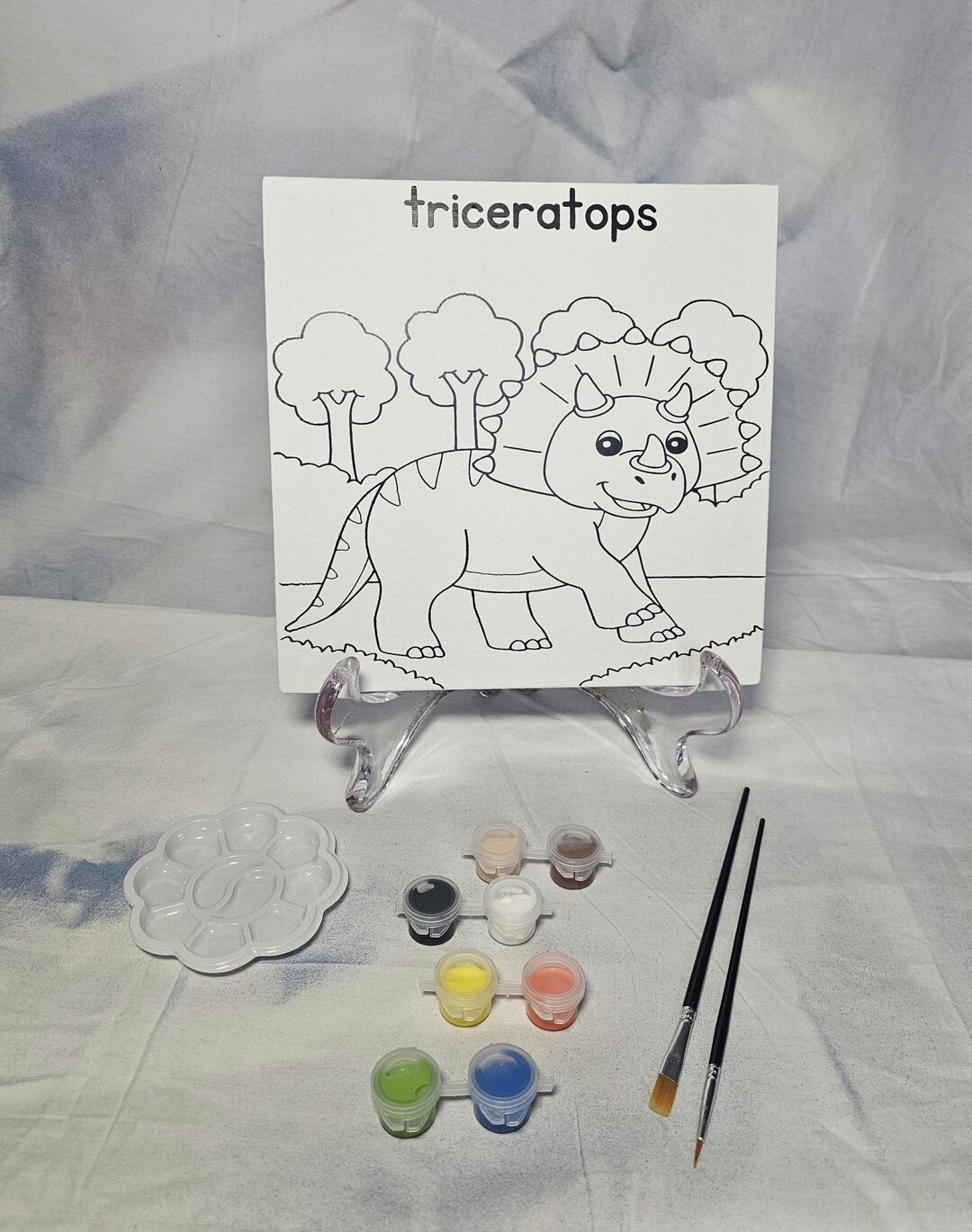 Triceratops Dinosaur Painting Canvas, Paint Party, DIY Painting Canvas ...