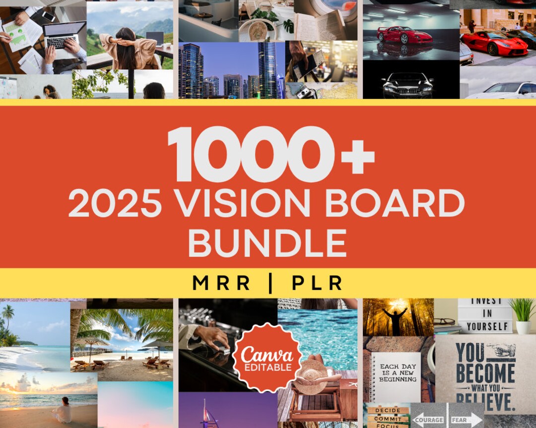 2025 Vision Board Manifest Happiness Printable PDF Mood Board for Women ...