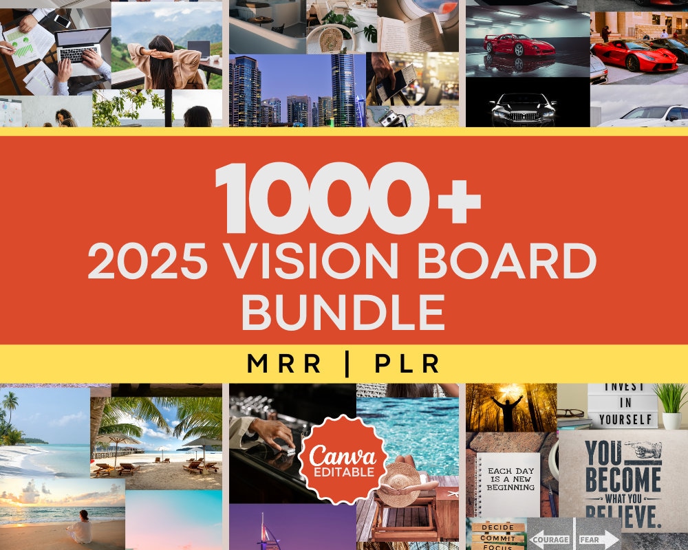 2025 Vision Board Manifest Happiness Printable PDF Mood Board for Women ...