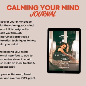 Calming Your Mind Journal, Mental Health Planner, Mindfulness Journal ...