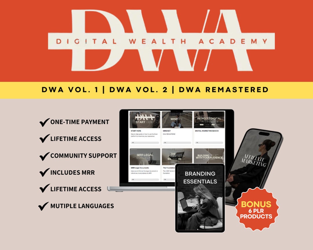DWA Full Course Digital Wealth Academy, DWA Vol 1 & Vol 2 Remastered, Master Resell Rights, MRR ...