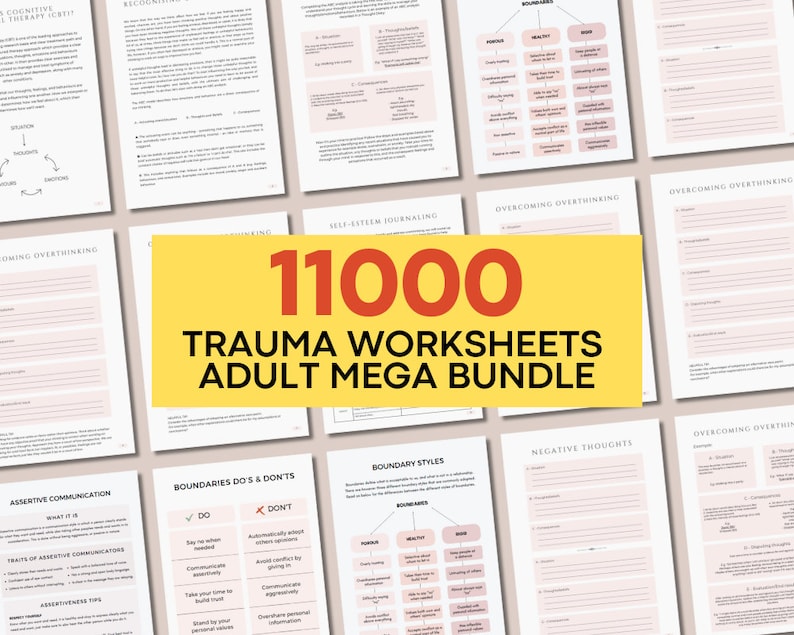 Adult Trauma Worksheets Bundle, PTSD Workbook, CBT Tools for Teens ...
