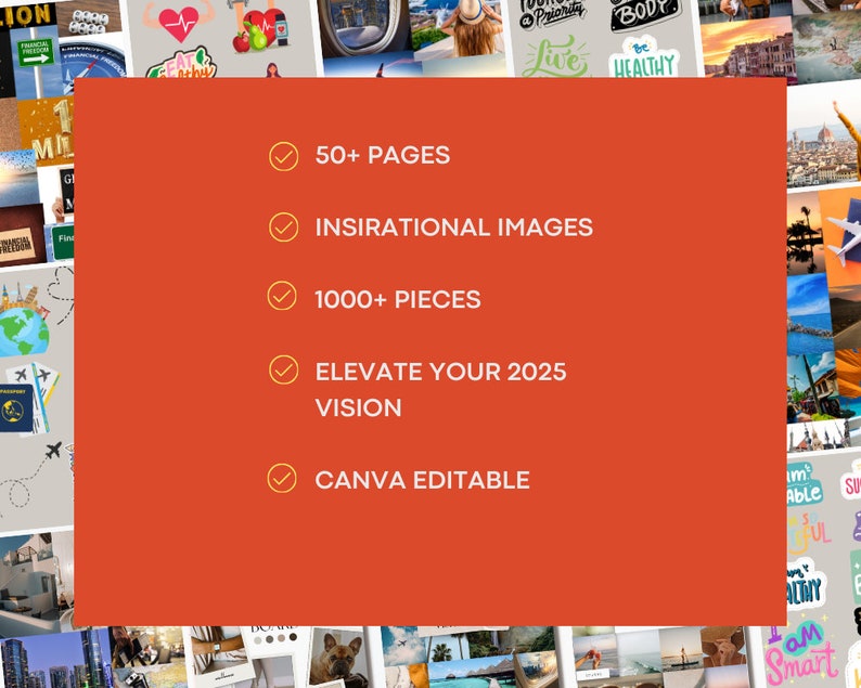 2025 Vision Board Manifest Happiness Printable PDF Mood Board for Women ...