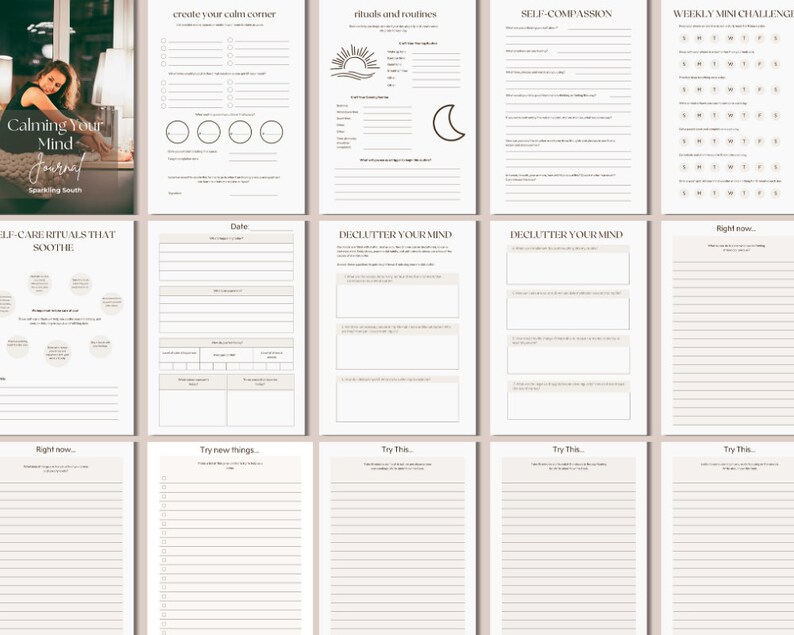 Calming Your Mind Journal, Mental Health Planner, Mindfulness Journal ...