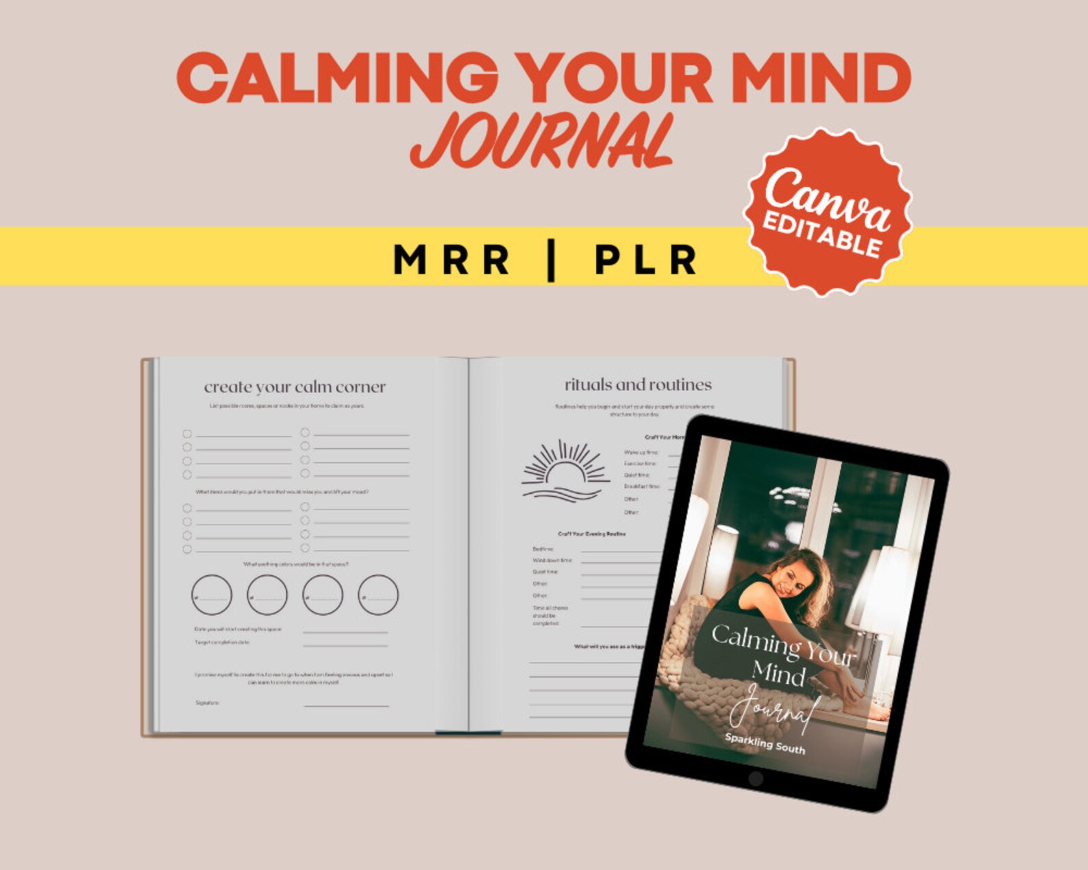 Calming Your Mind Journal, Mental Health Planner, Mindfulness Journal ...