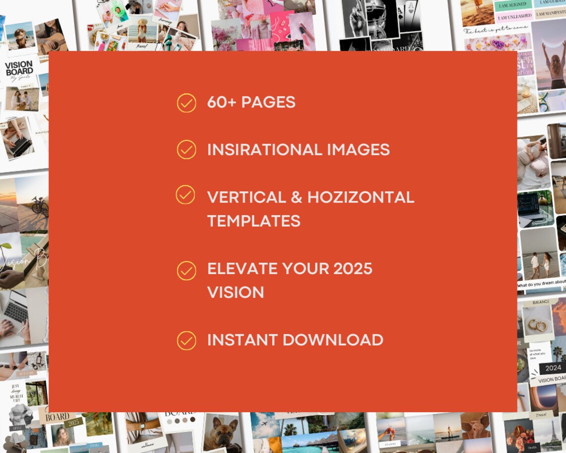 2025 Vision Board Manifest Happiness Printable PDF Mood Board for Women ...