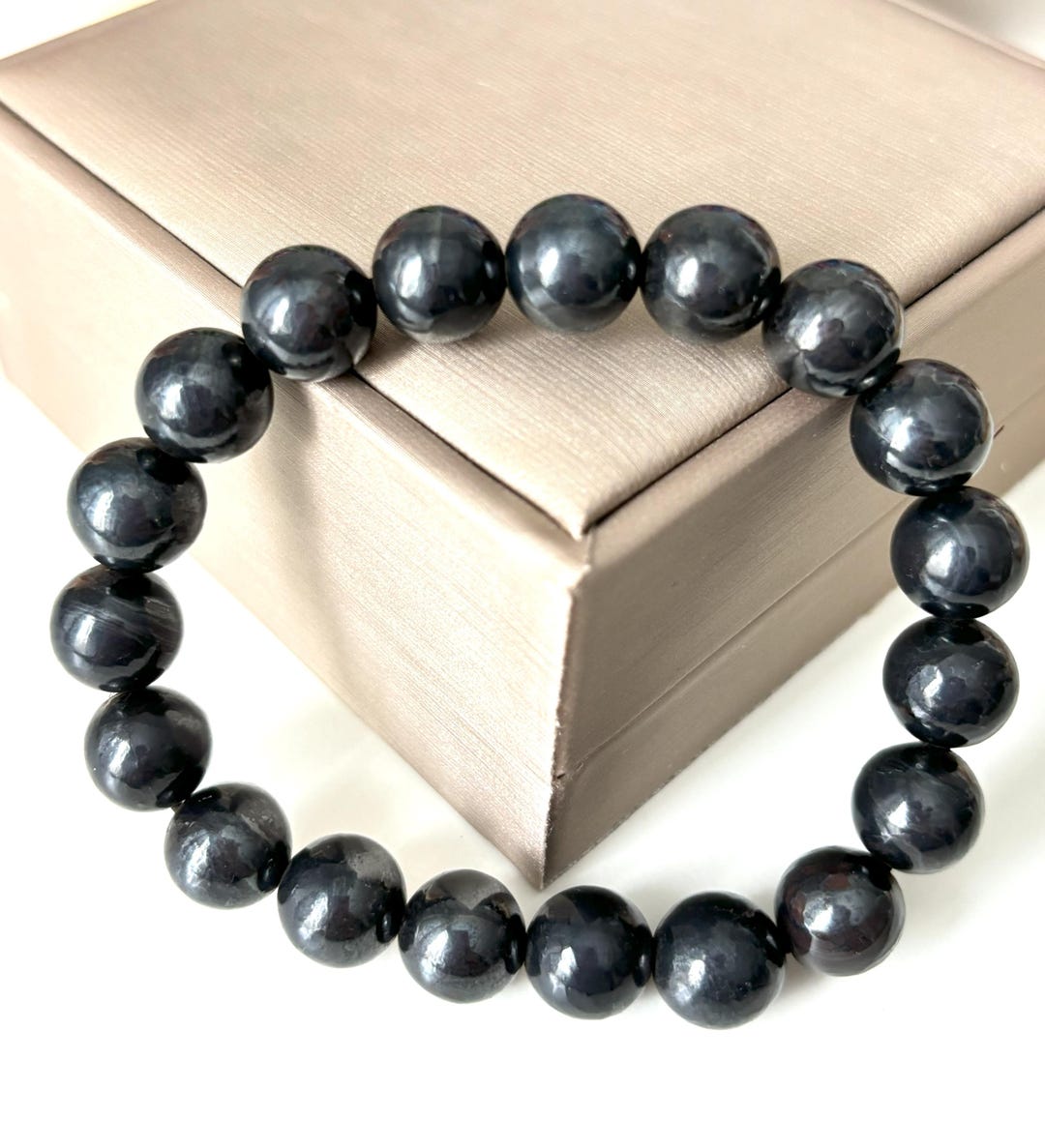 Genuine Natural Old Material Black Iron Sugilite Round Bead Bracelet ...