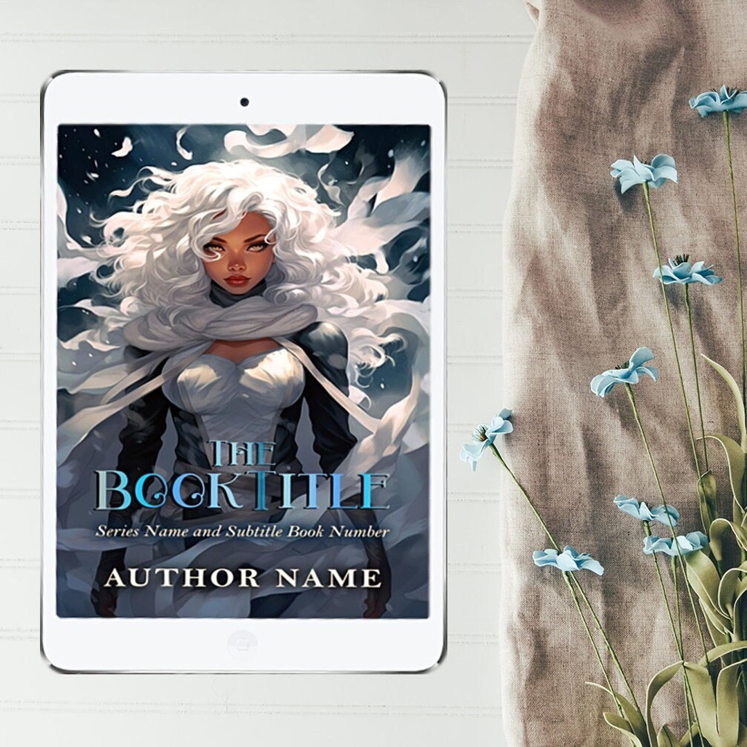 Premade Book Cover Digital Illustration Brown-skinned Woman White Hair ...
